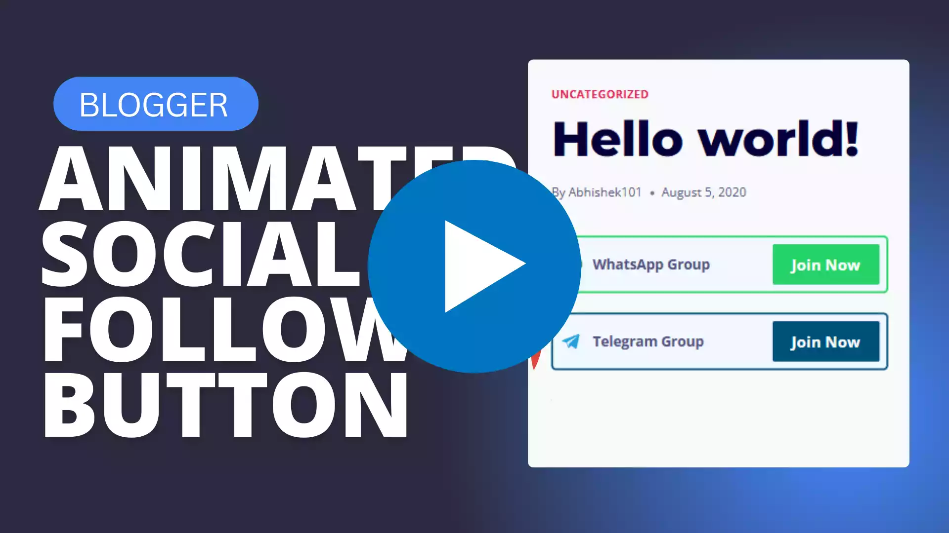Animated Social Follow Button In Blogger | Key2Blogging